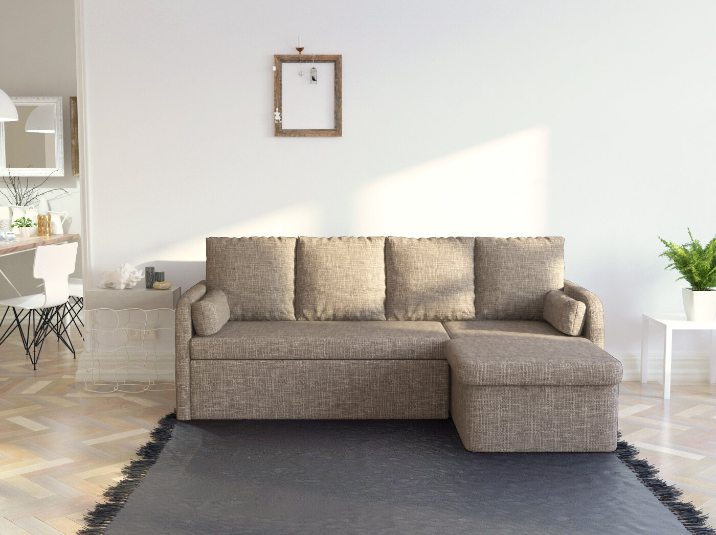 Диван угловой Александр, Рогожка Беж