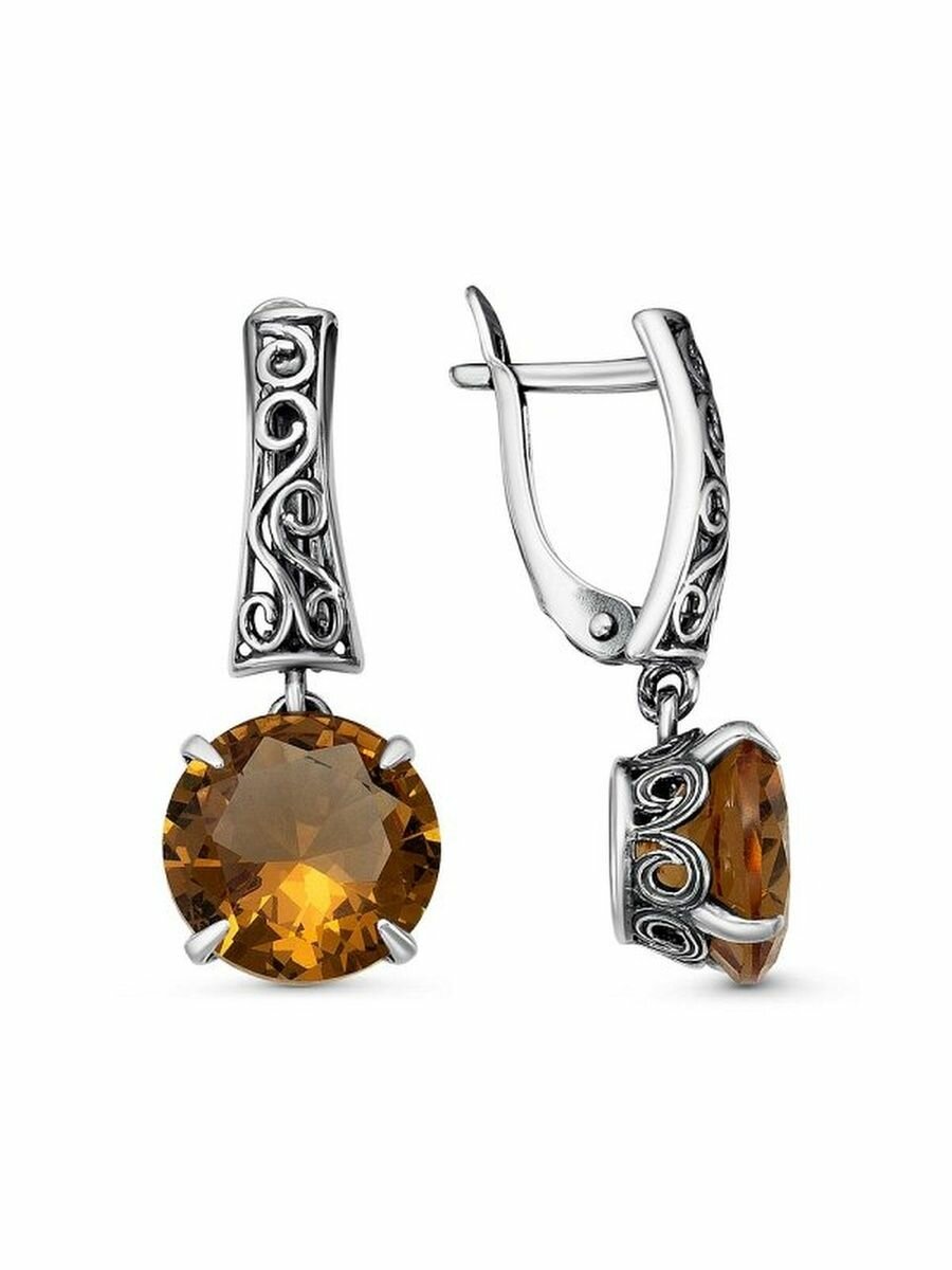 Серьги, серебро, 925 проба, родирование, султанит синтетический