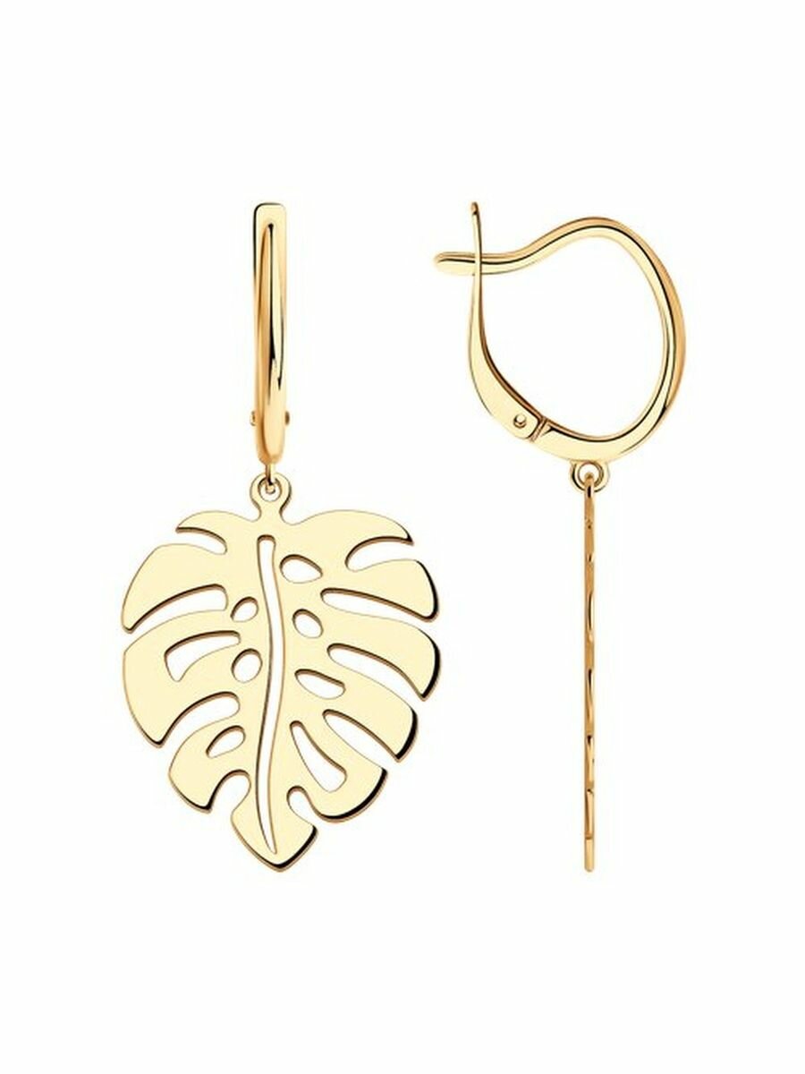 Серьги, серебро, 925 проба, золочение