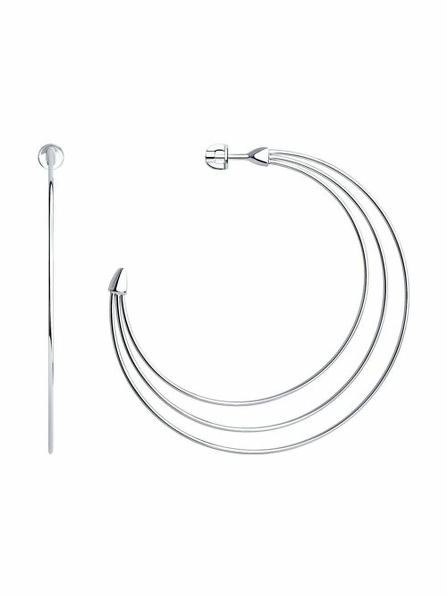 Серьги пусеты, серебро, 925 проба, родирование