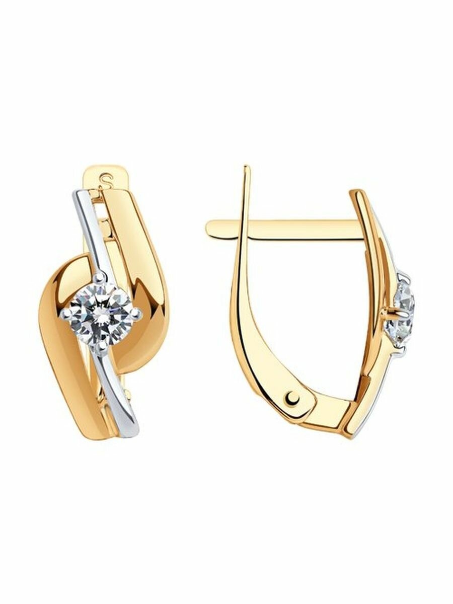 Серьги, красное золото, 375 проба, фианит