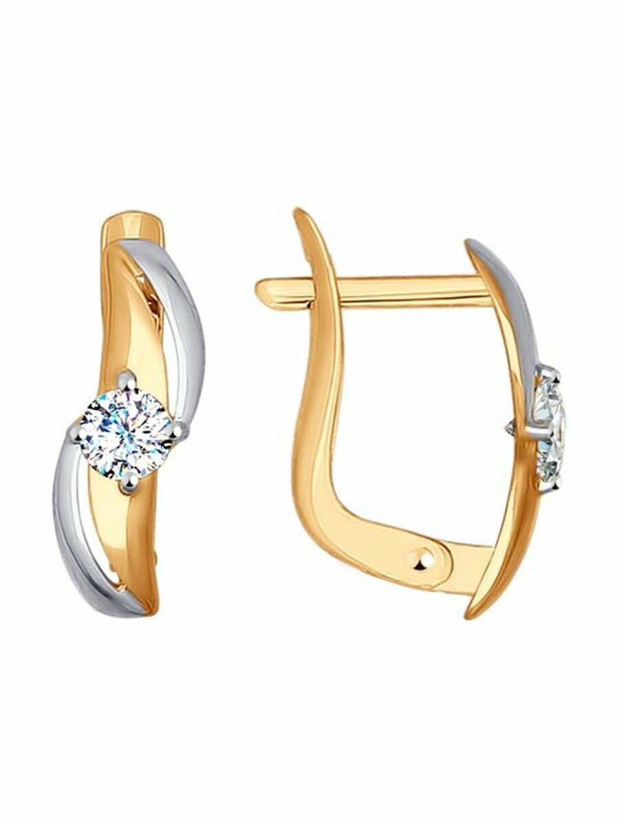 Серьги, красное золото, 375 проба, фианит