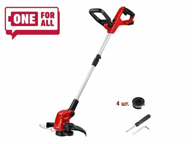 Триммер аккум. WORTEX TB 3018 ALL1 SOLO 18В, шир. скаш.300 мм, полуавт. головка, леска 1.6 мм (без АКБ И ЗУ, телескоп. штанга, рег. угол 0-60°) (0333237)