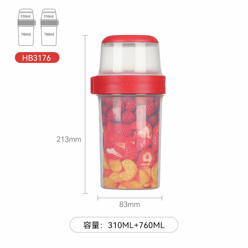 1070 мл красный герметичный контейнер для хранения еды, безопасный для микроволновки, для фруктов, салатов и закусок