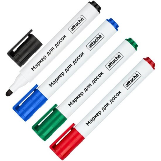 Набор маркеров Attache для белых досок Accent 4 цвета, кругл. наконеч, 1-5мм