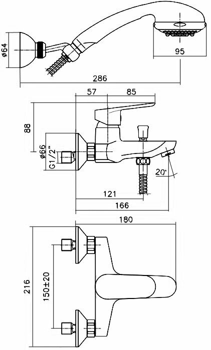 Смеситель для ванны с душевым набором Fiore Kevon, 81CR8150