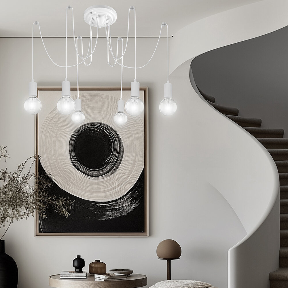 Светильник потолочный лофт паук подвесной интерьерный 2061/6 белый