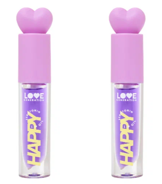 Масло для губ Love Generation Be happy, тон 04 прозрачно-фиолетовый, 2,3 мл, 2 шт