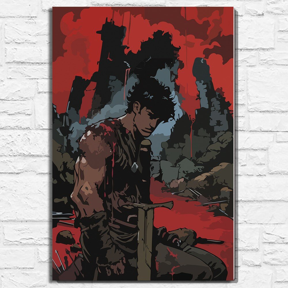 Картина по номерам на холсте аниме берсерк (Гатс, Guts) - 15705 60x40 В