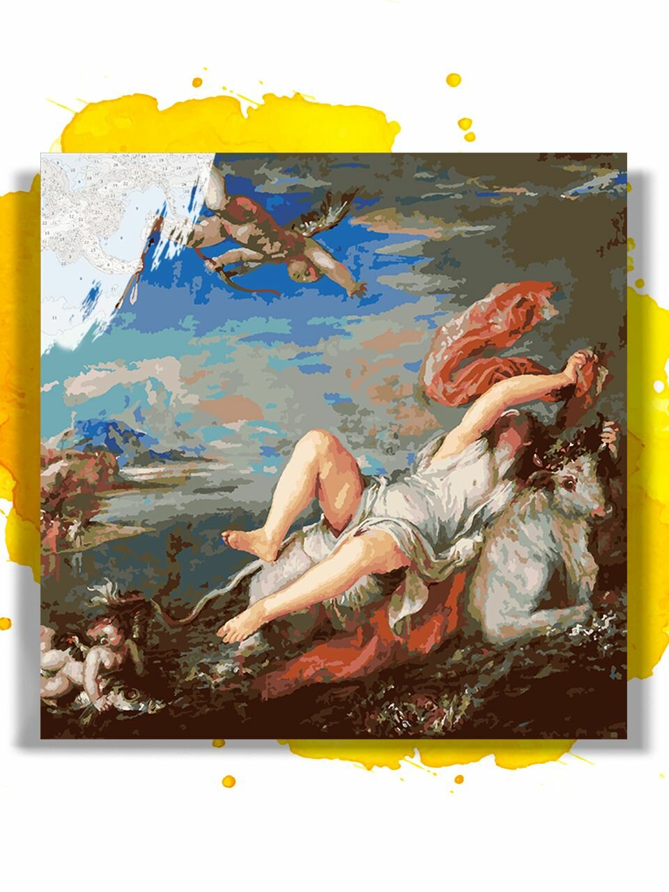 Картина по номерам на холсте Тициан - Похищение Европы, 50 х 50 см