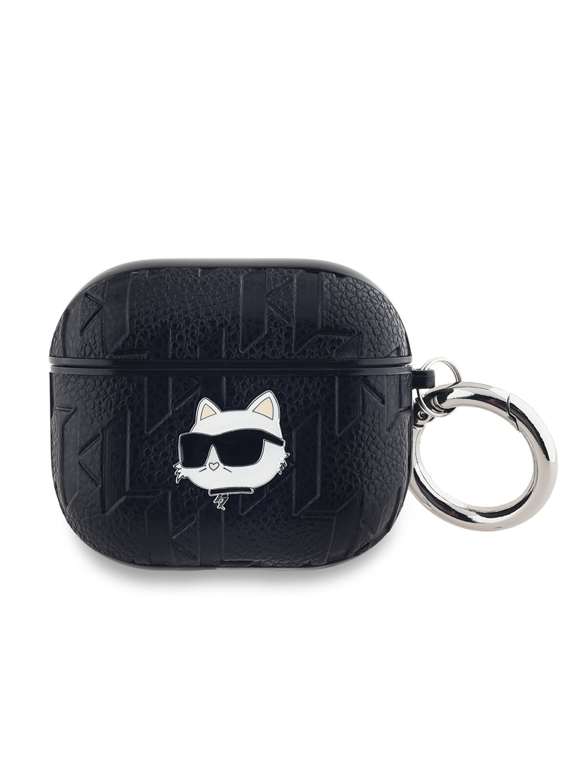 Lagerfeld для Airpods 3 чехол PU Saffiano Monogram with ring NFT Metal Head Choupette Black