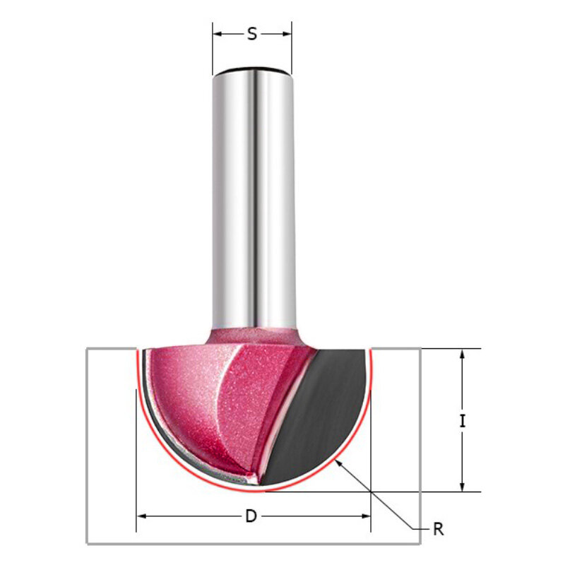 Фреза галтельная полукруг (чаша) Z=2 R=4.76 D=9.53x6.5x40 S=8 PROCUT 203806P