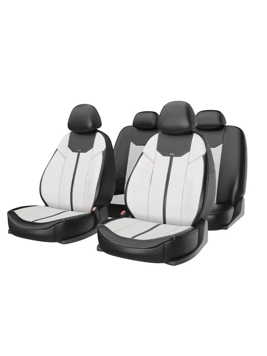 Чехлы на сиденья Mustang, бело-чёрные CarFashion