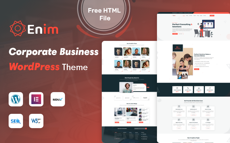 Подарочный сертификат на Шаблон для сайта Вордпресс с демоконтентом Enim - Corporate Business Wordpress Theme WordPress Theme