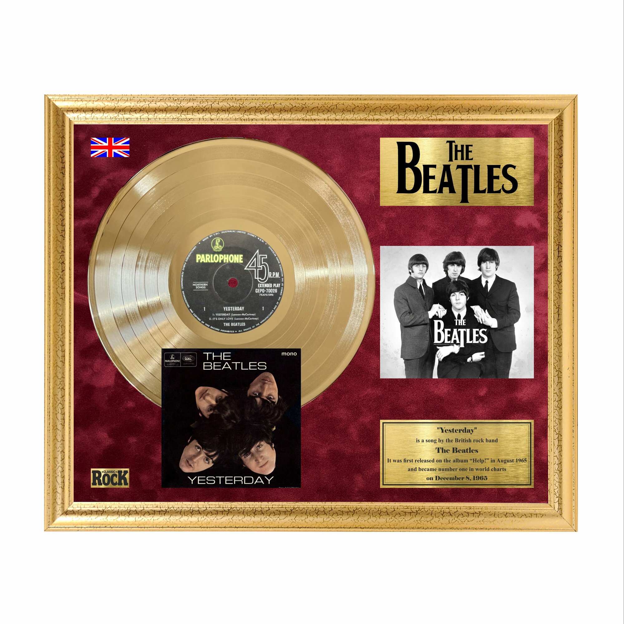 Золотая декоративная виниловая пластинка The Beatles