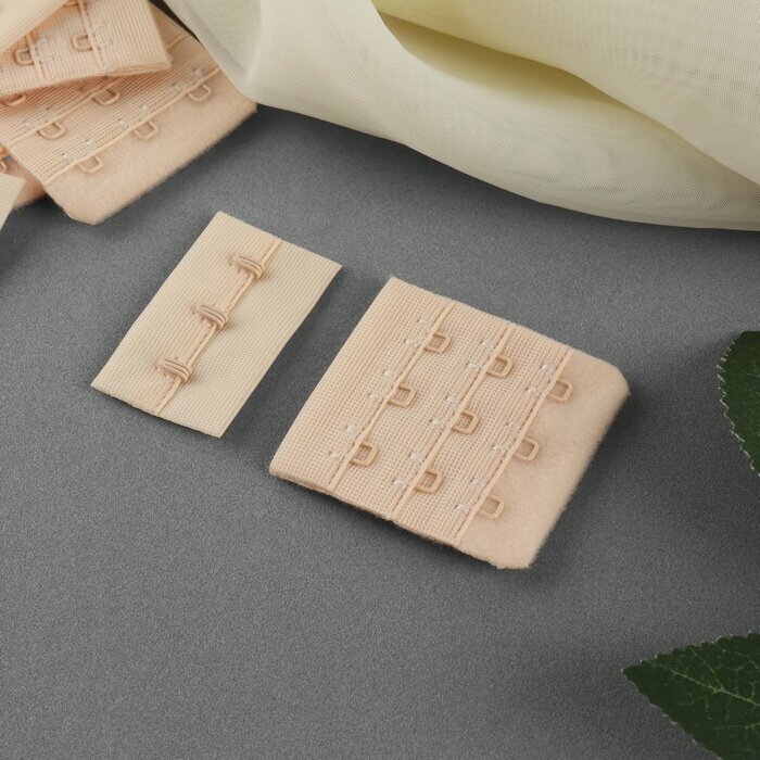 Застёжка для бюстгальтера, 3 ряда 3 крючка, 4.5×2.8 см, 4.5×4.9 см, 10 шт, бежевая
