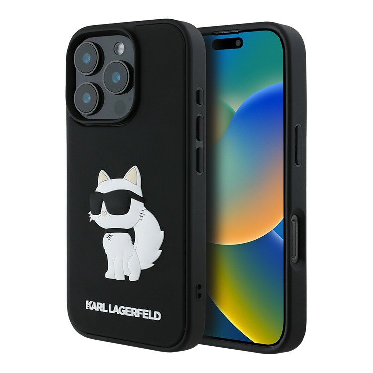 Karl Lagerfeld чехол для iPhone 16 Pro, 3D Rubber NFT Choupette черный