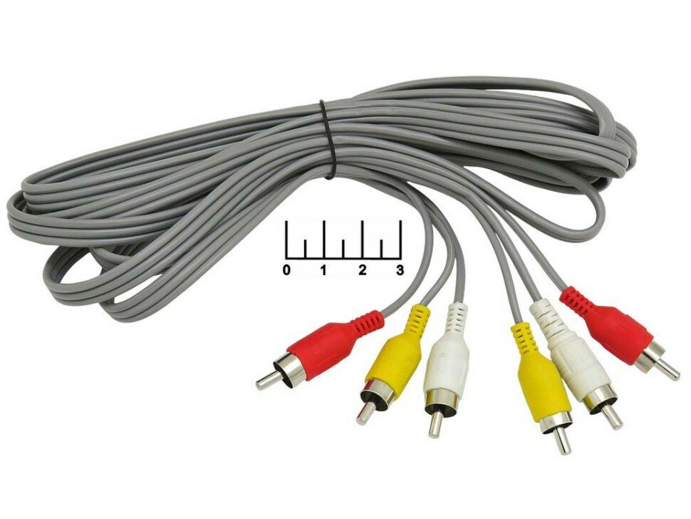 Шнур 3RCA-3RCA 3м пластик серый Smartbuy (KA-233-125)
