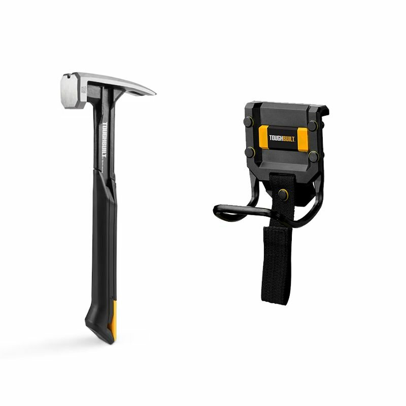 TOUGHBUILT Молоток с гладким стальным наконечником и резиновой рамкой, 16 унций + крючок для молотка-A3