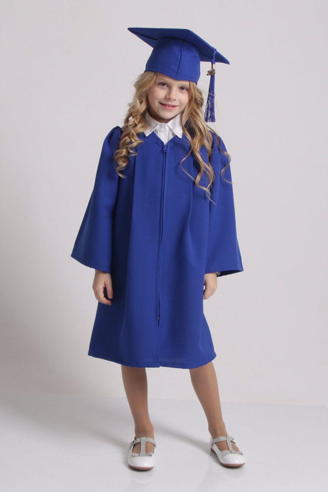 Детская мантия с шапочкой и кисточкой (комплект) - цвет ярко-синий