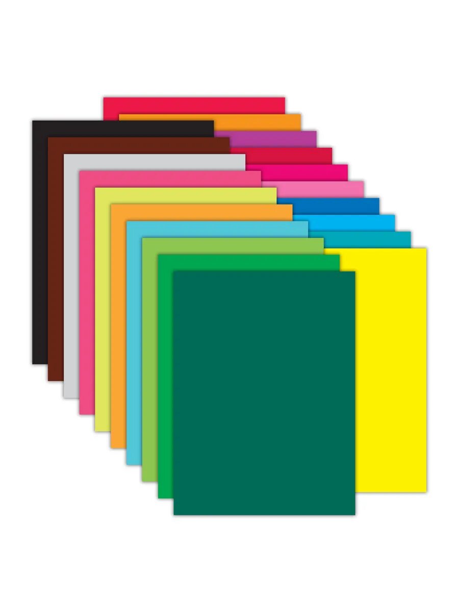 Картон цветной А4 Мелованный, 80 листов, 20 цветов.