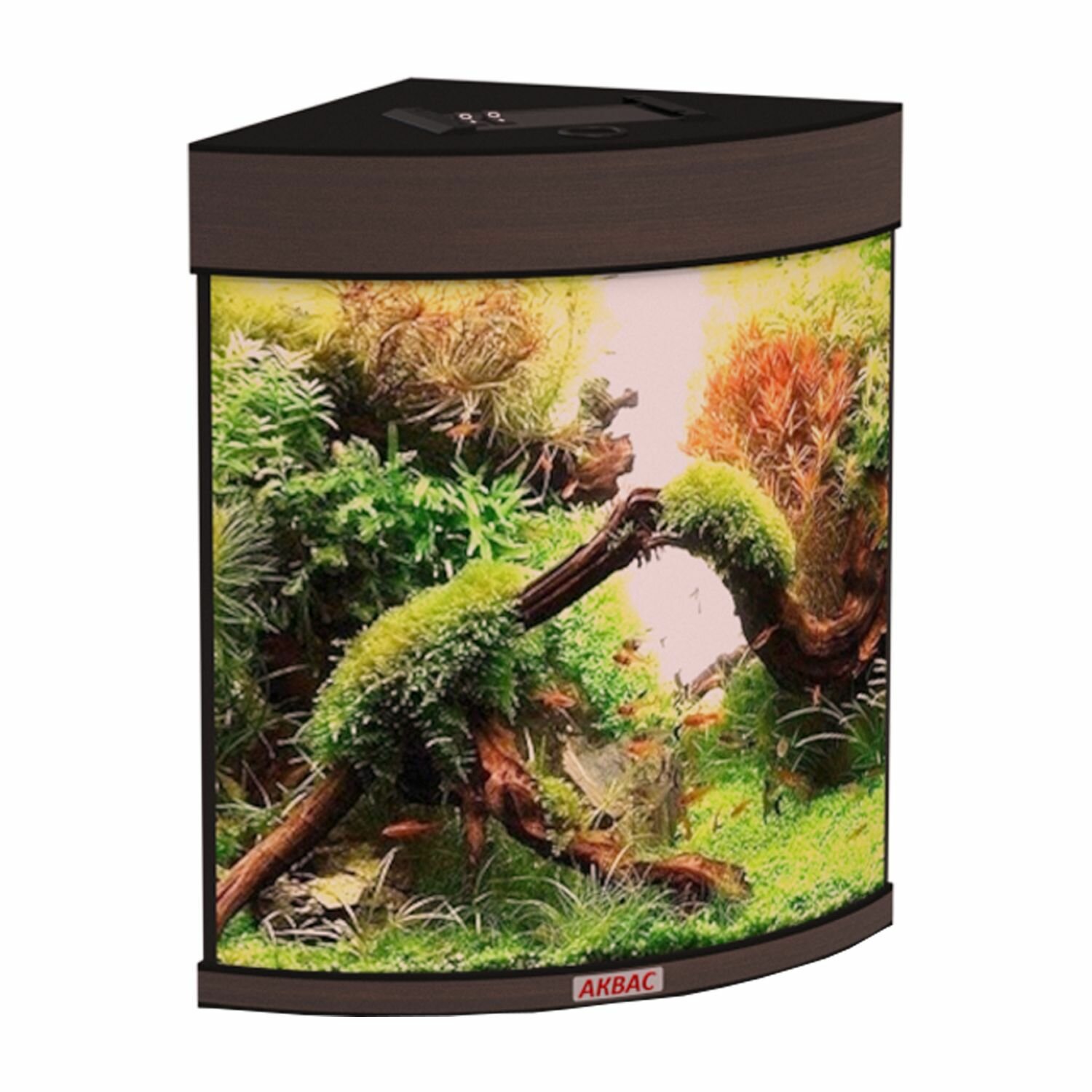 Аквариум угловой 40 литров с освещением, крышкой и тумбой, (34*34*54 см) Аквас