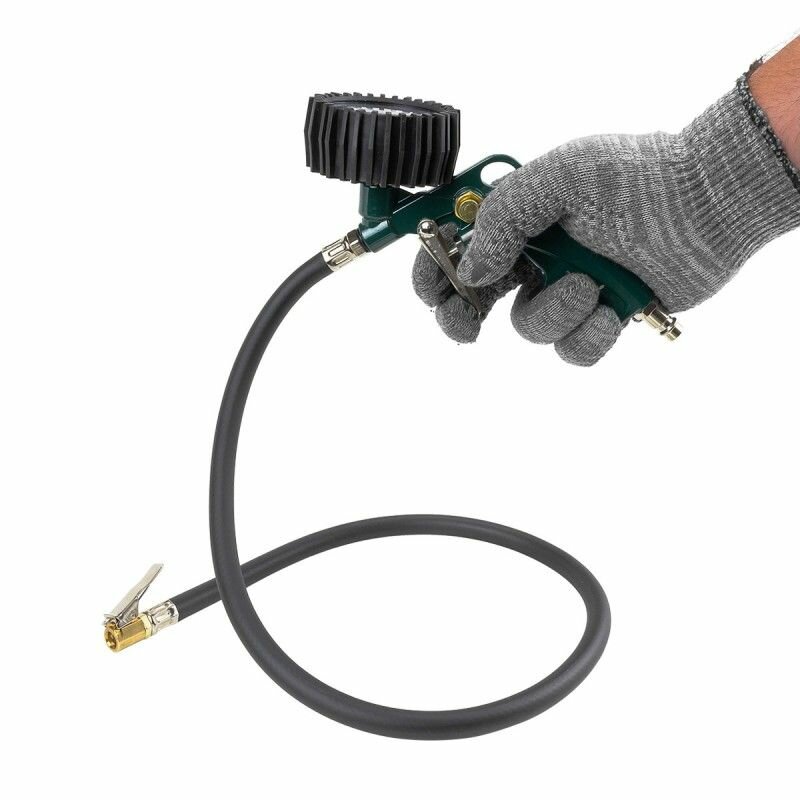 Пистолет для подкачки шин с аналоговым манометром и шлангом 1м (0-16bar), в блистере ROCKFORCE