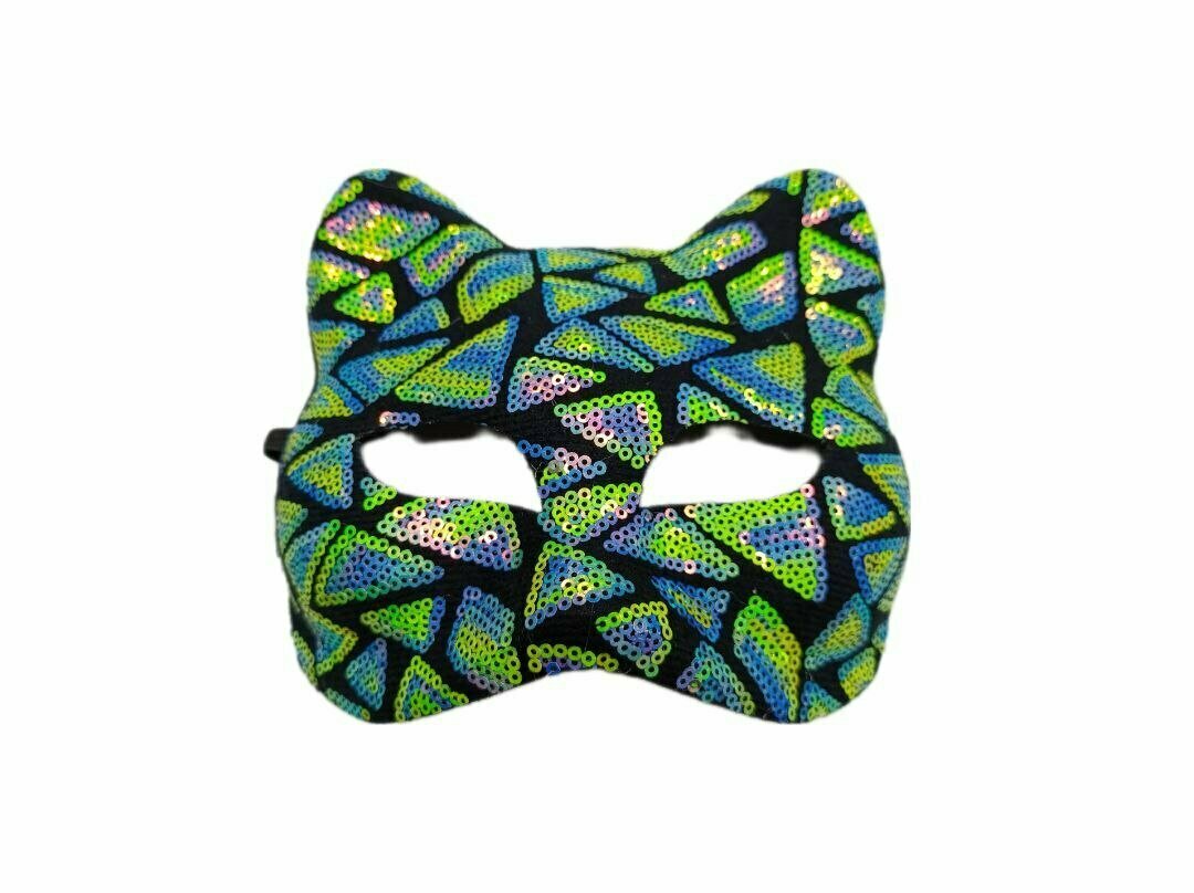 Маска карнавальная «Блики неона», кошка , микс (разноцветная)