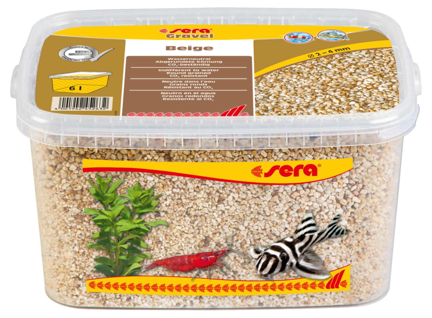 Грунт натуральный для аквариума Sera Gravel Beige, бежевый, 2-4 мм, 6 л