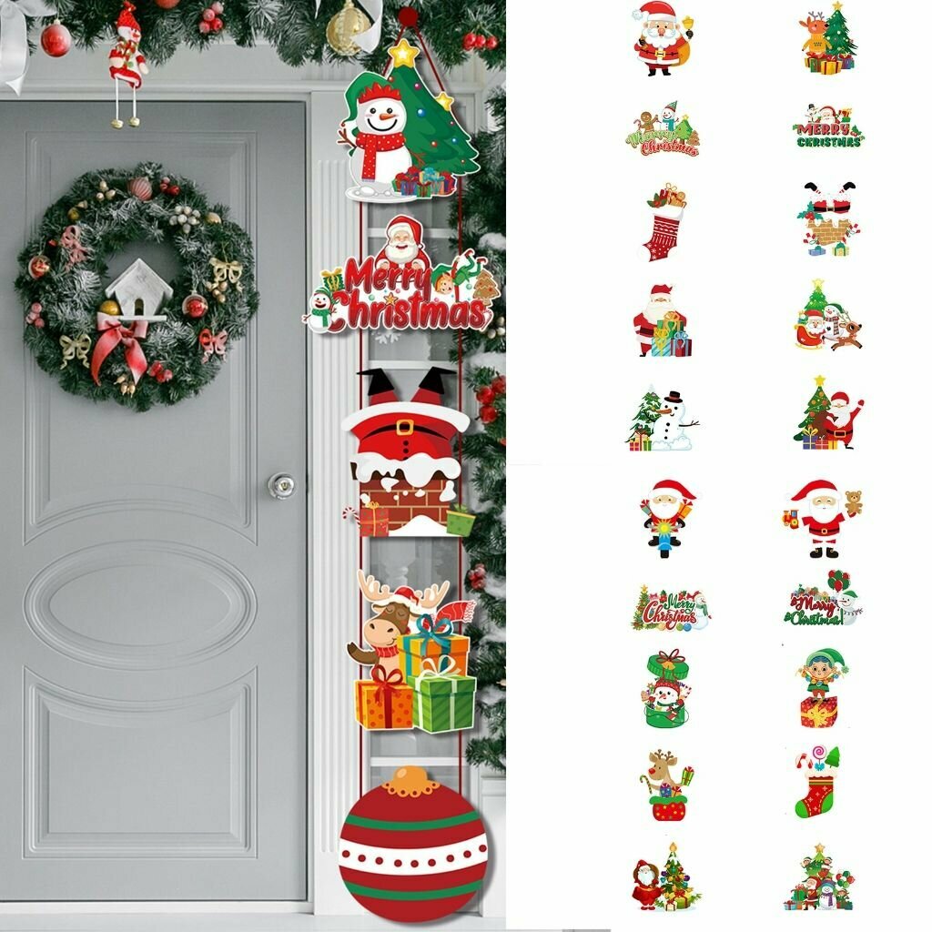 10 шт, Рождественские украшения, дверные подвесные баннеры-2