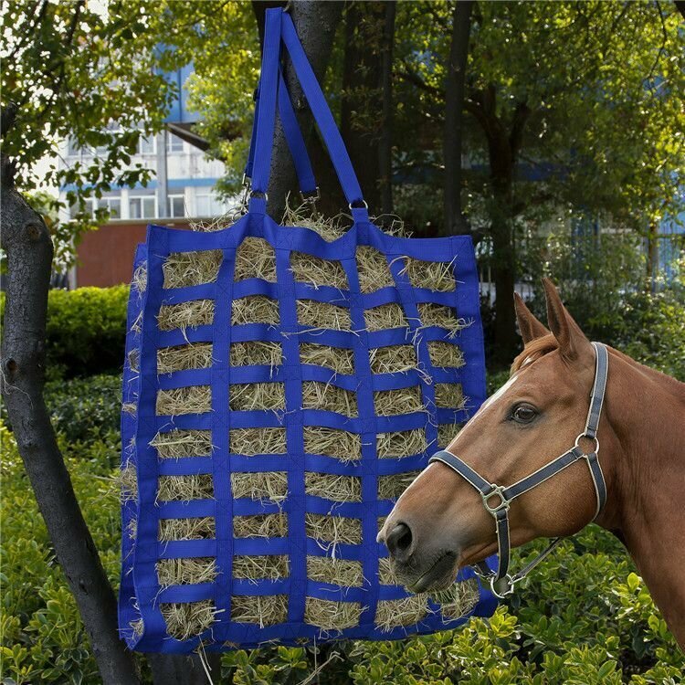 Нейлоновый мешок для сена с медленной подачей для лошадей, регулируемая передвижная кормушка для прицепа и стойла