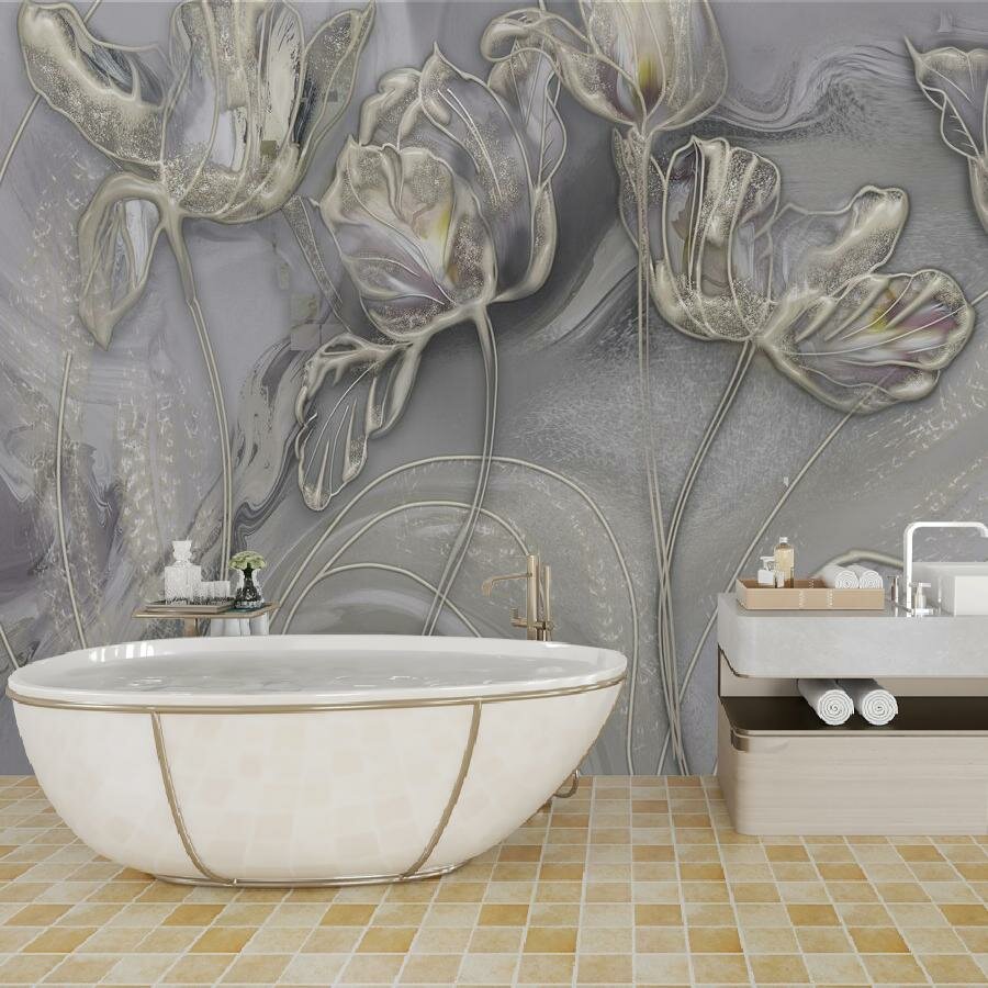 Фотообои Маки барельеф 13-566-M-Песок 270 x 300 см (ВхШ) Метровые, флизелиновые, влагостойкие обои MasterFresok