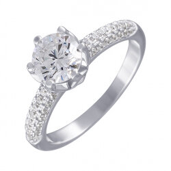 Кольцо дорожка, помолвочное, серебро, 925 проба, родирование, циркон