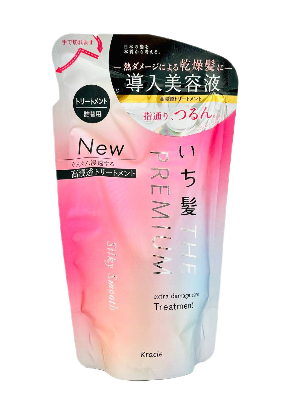 Кондиционер для волос KRACIE ICHIKAMI Premium Silky Smooth для гладких и шелковистых волос 340 мл, смен. уп