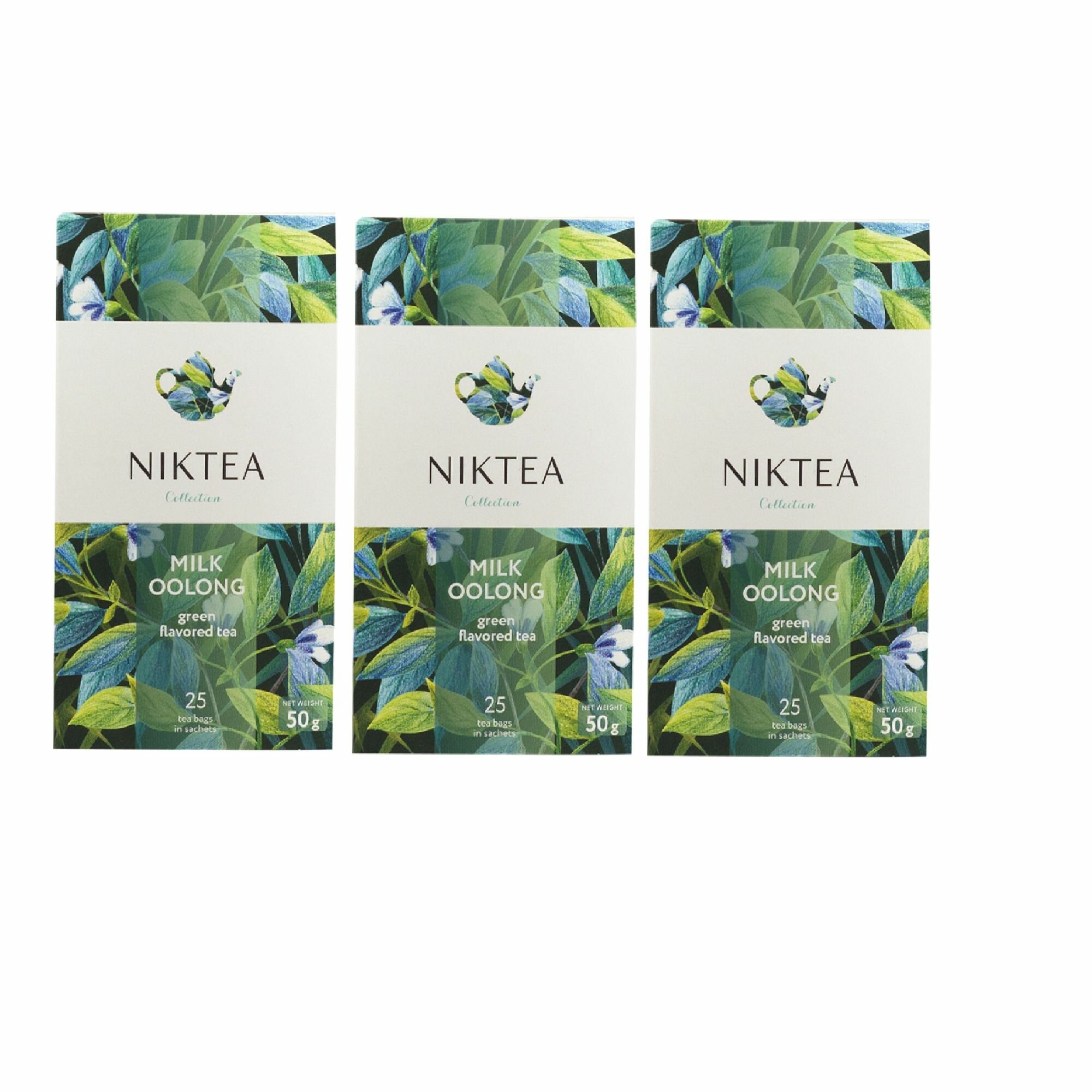 Niktea Чай Молочный Улун зеленый, 25 пакетиков x 2 гр, 3 уп.