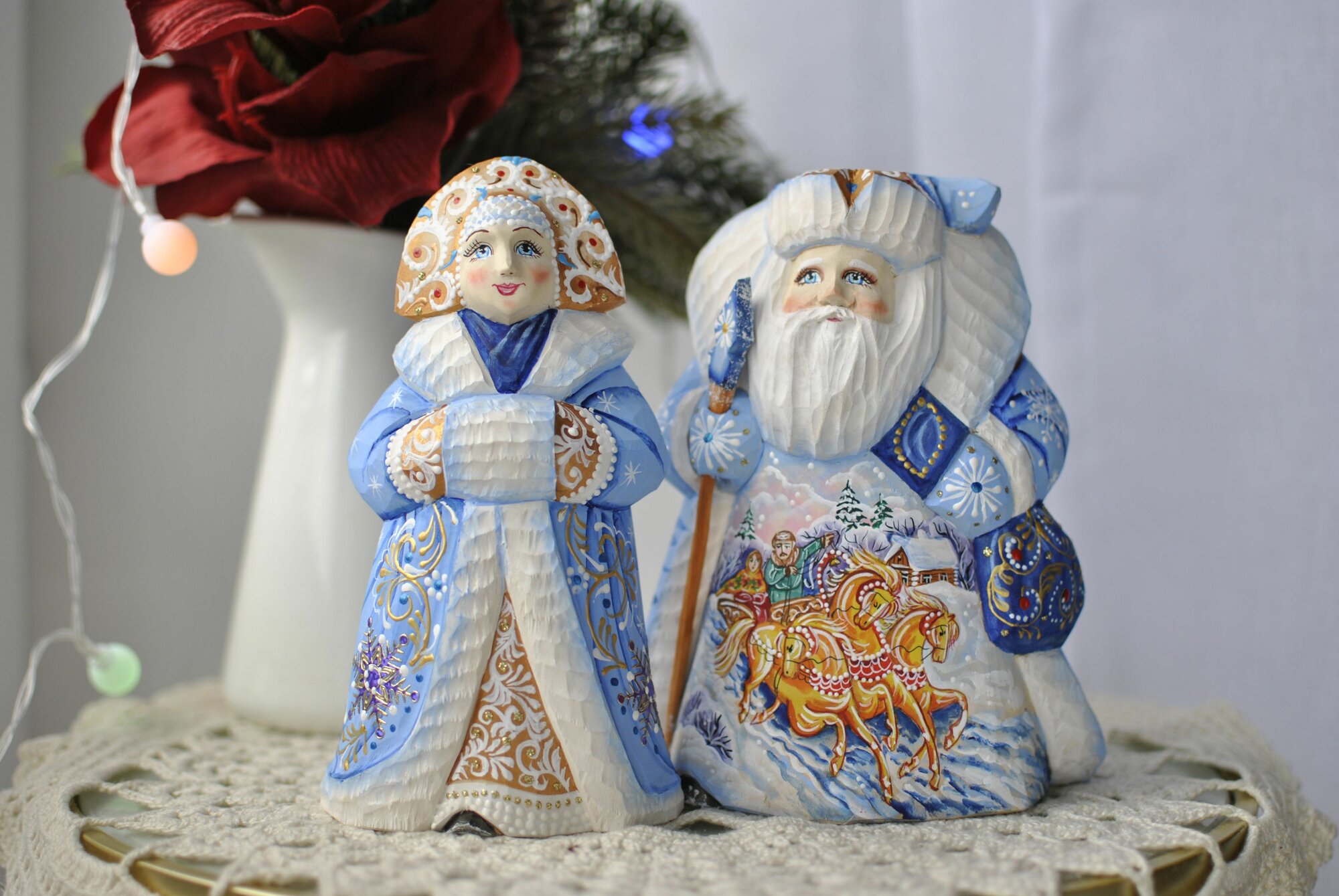 Дед Мороз и внучка.17см с мотивом "Зимняя тройка"