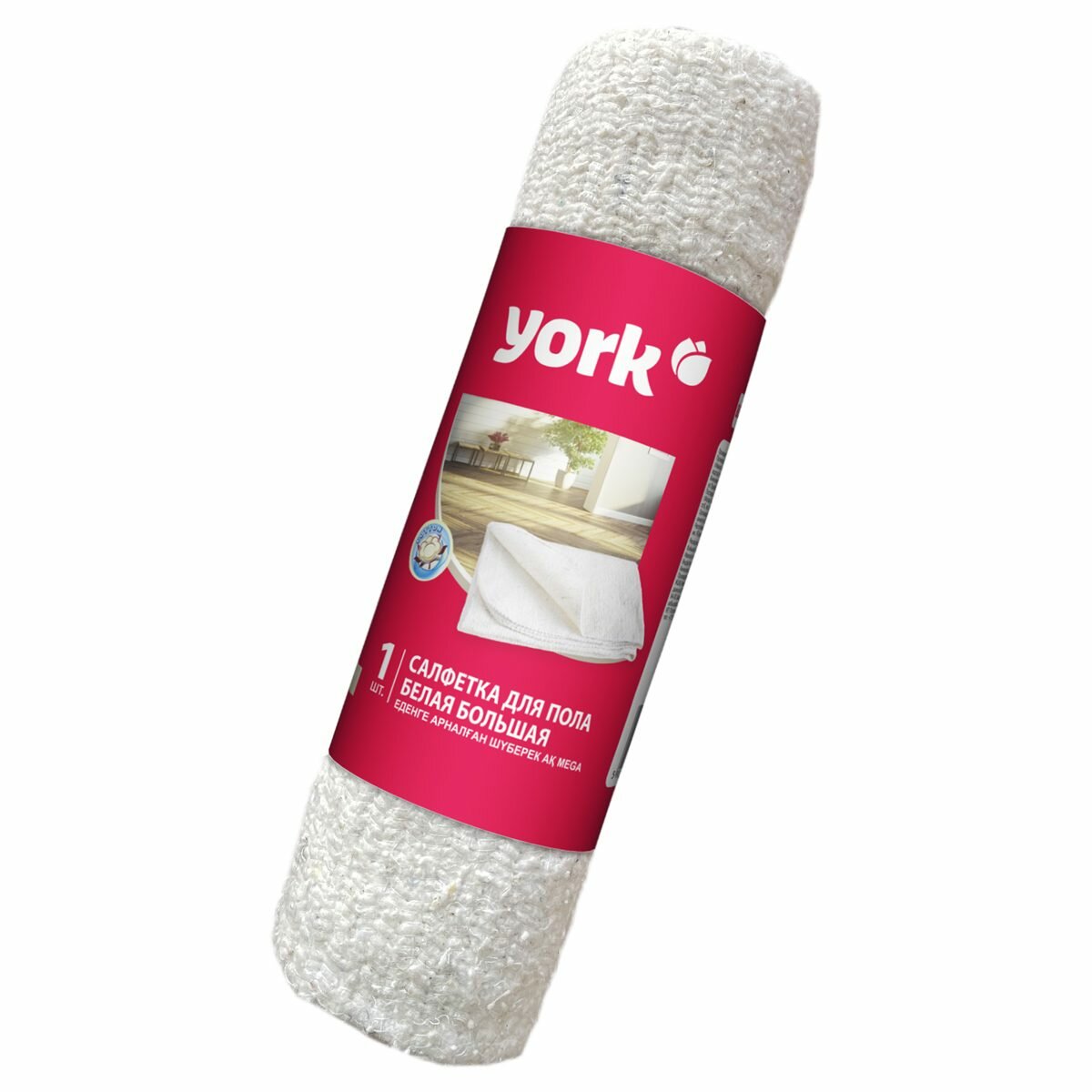 Тряпка для мытья пола York, хлопок/полиэстер, 60x80см, 260г/м2, белая, в рулоне (22230)