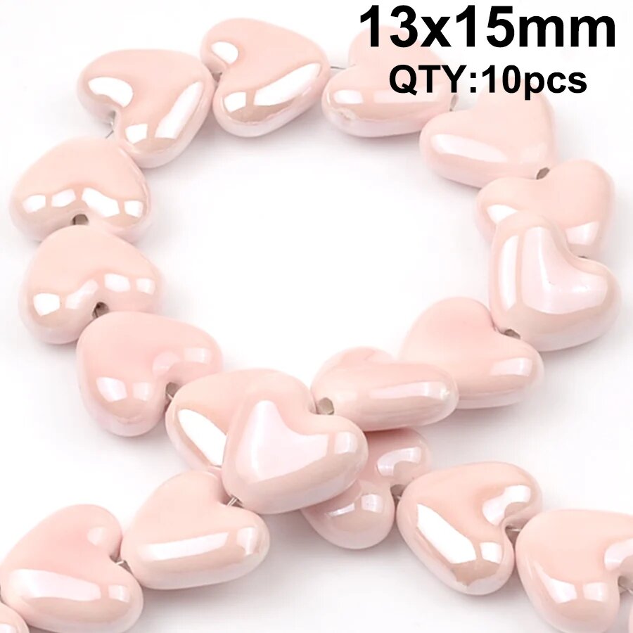 Китайские керамические розовые бусины 10 шт TC210-04-13x15mm