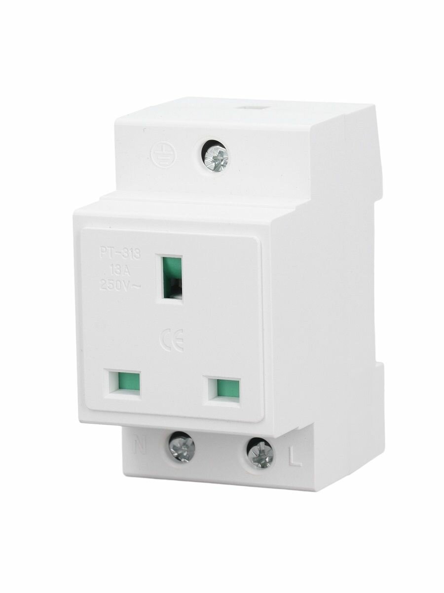 Розетка на DIN-рейку, Великобритания, 13 А, со встроенным защитным контактом и заземлением, 250 В переменного тока, 13 А, монтаж на распределительной панели