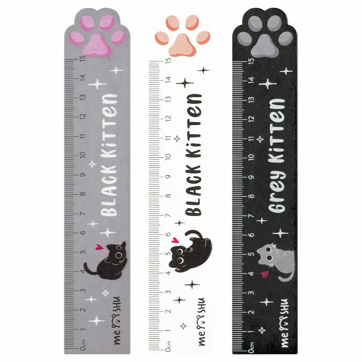 Линейка 15см MESHU "Paw", деревянная, цветная, европодвес (MS_59669), 1шт.