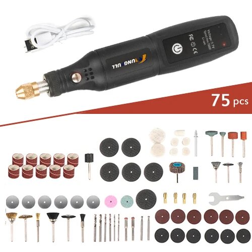 Беспроводной гравер Tungfull, 75шт, Set 3 Black
