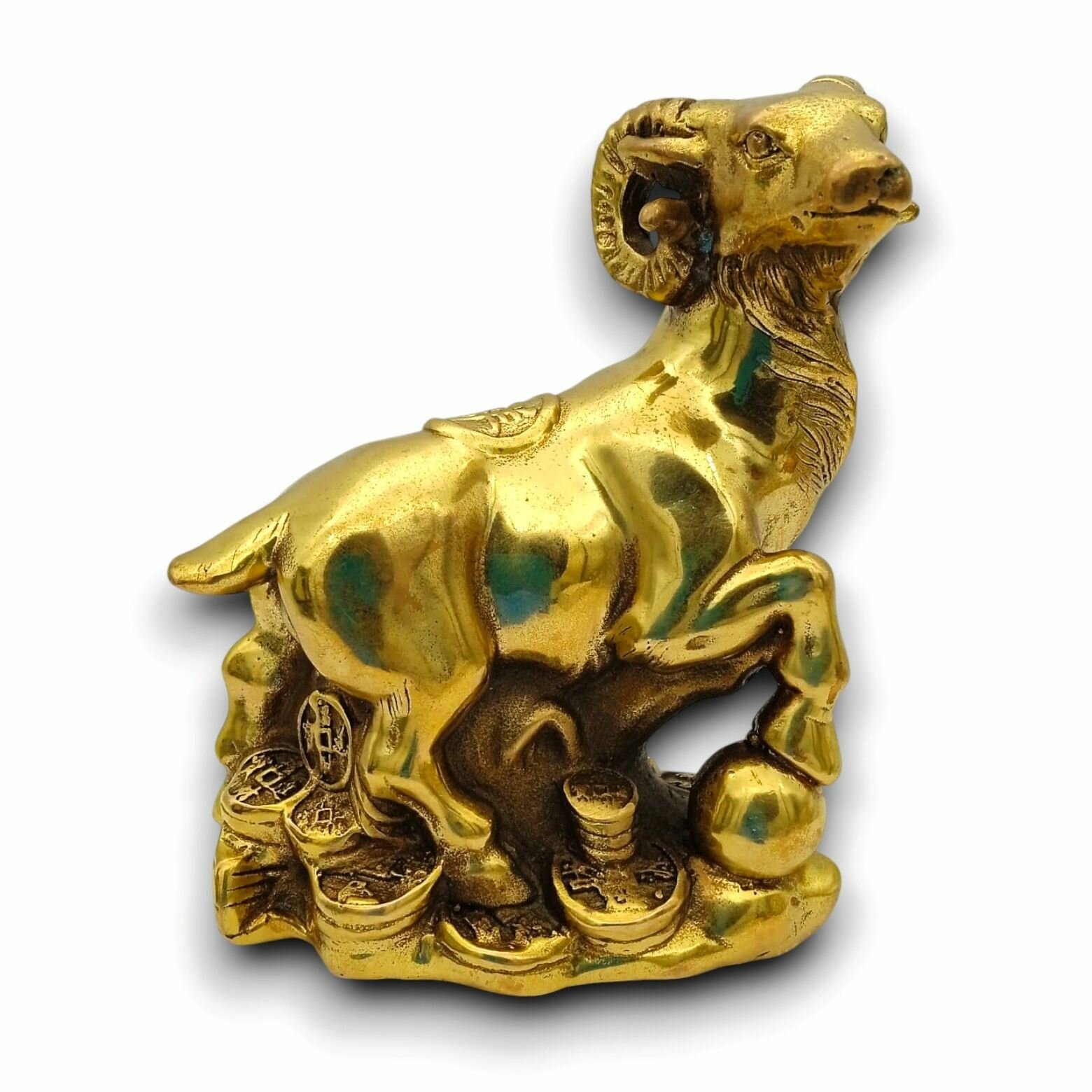 Подарок для Овна - бронзовая статуэтка Овен на деньгах 0,4 кг