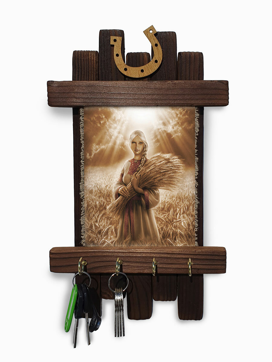 Ключница "Жатва" Универсальный Свиток, настенная, дерево, 20х36 см