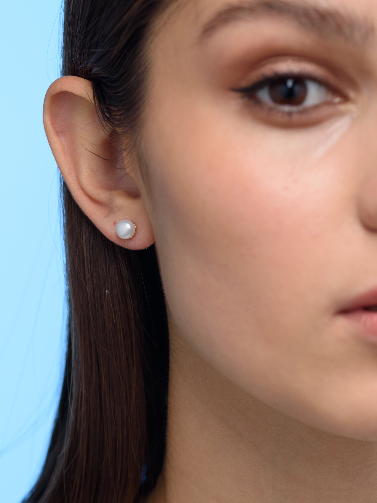 Серьги пусеты, серебро, 925 проба, родирование, жемчуг