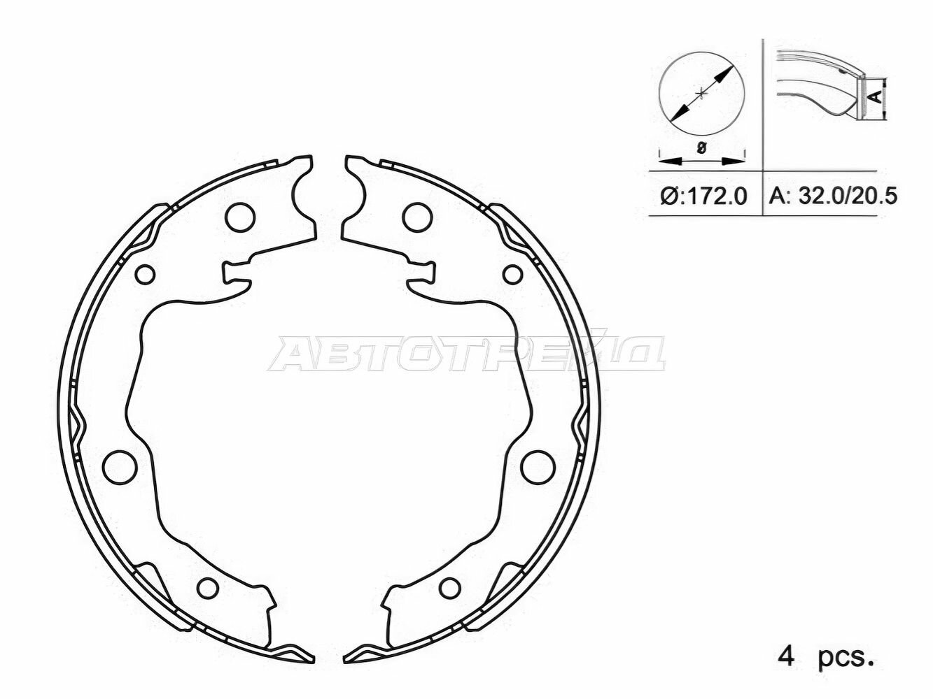 Колодки тормозные барабанные задние ручника для Ниссан Кашкай, ИксТрейл, Тойота Камри, Рав 4 арт ST3130004 SAT