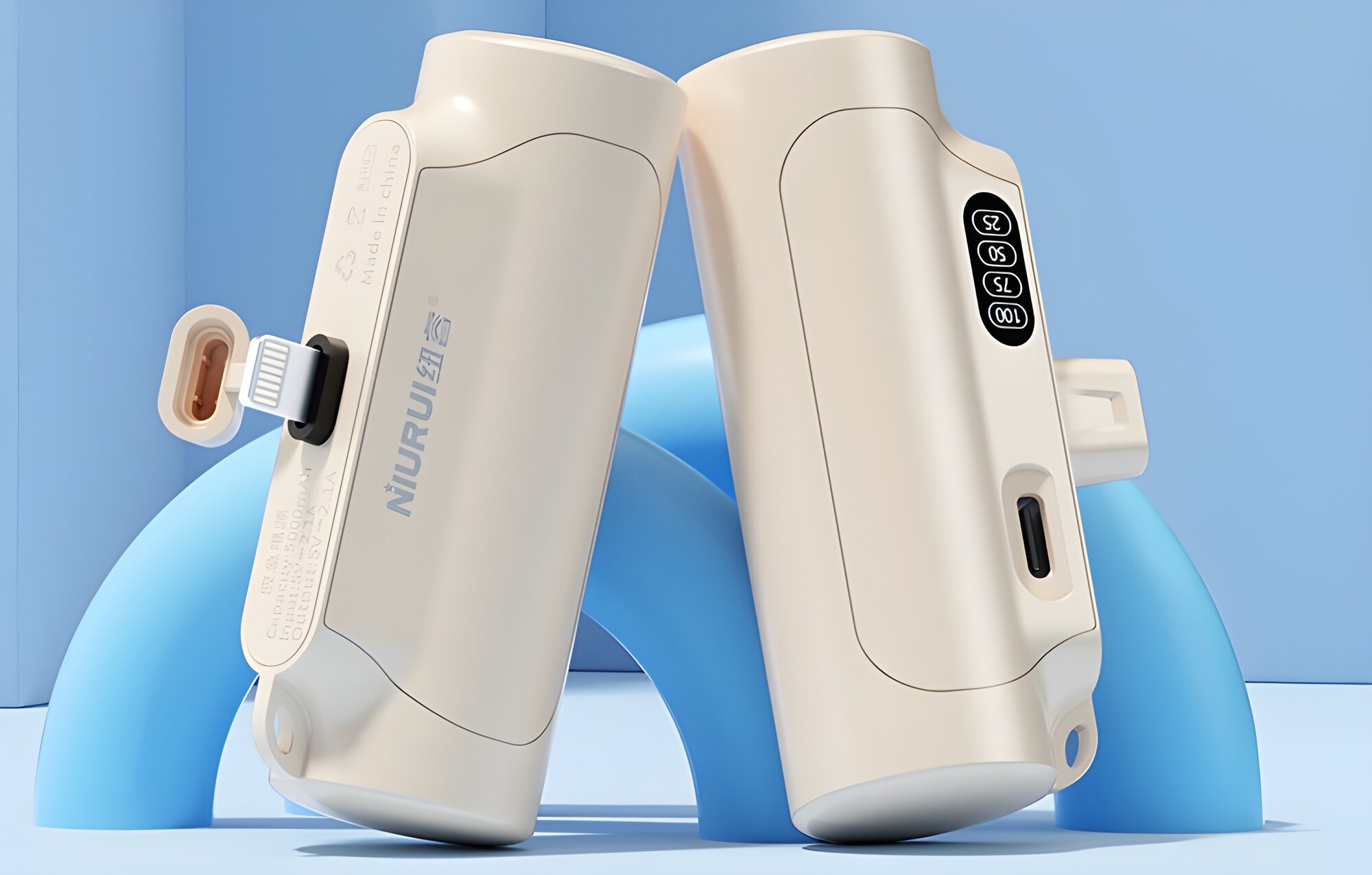 Мини-капсульная портативная зарядка (бежевая) Apple socket 5000 мА