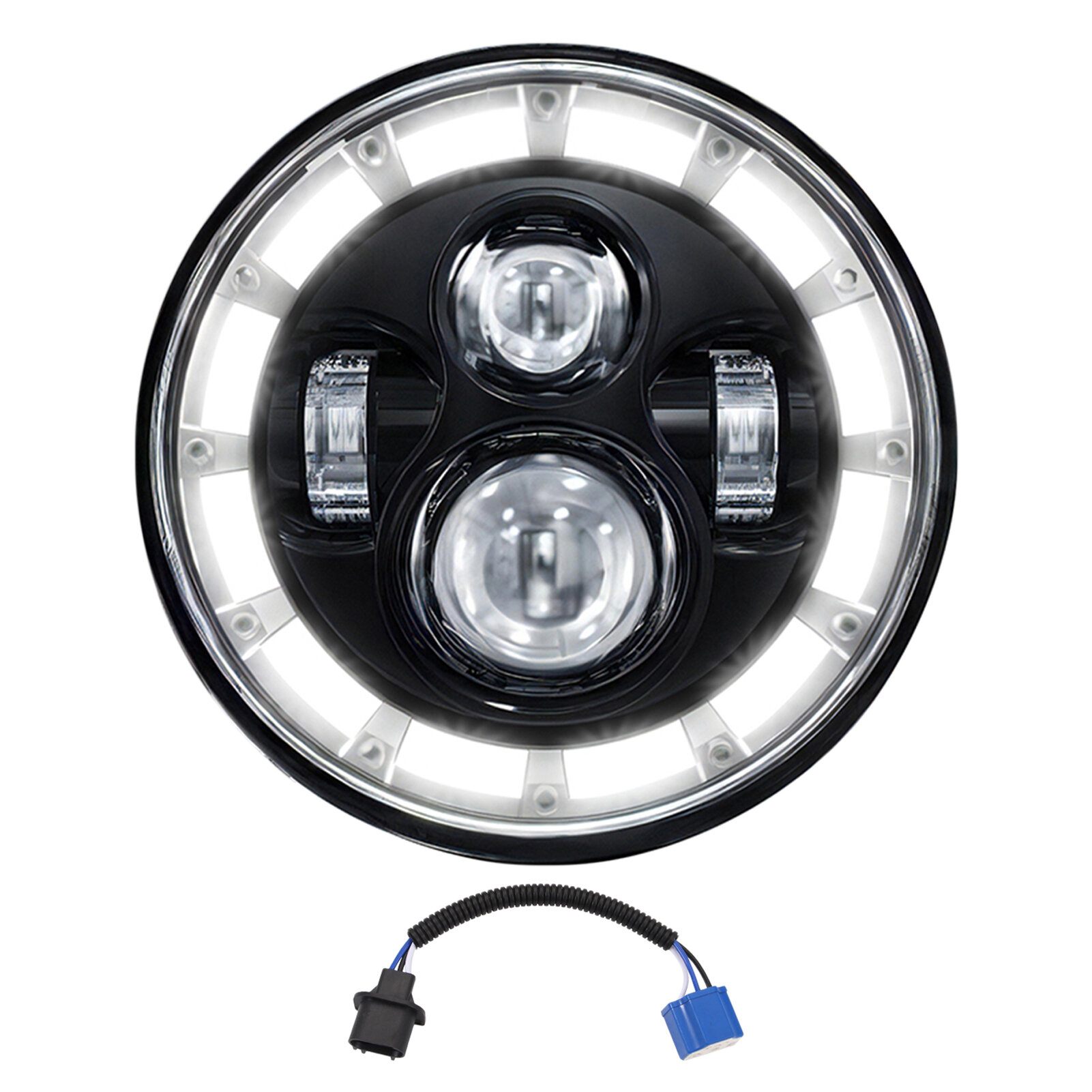 Круглая LED-фара 7 дюймов с ДХО и поворотом — замена для Jeep, Land Rover, Hummer, Mazda, Chevy, Ford
