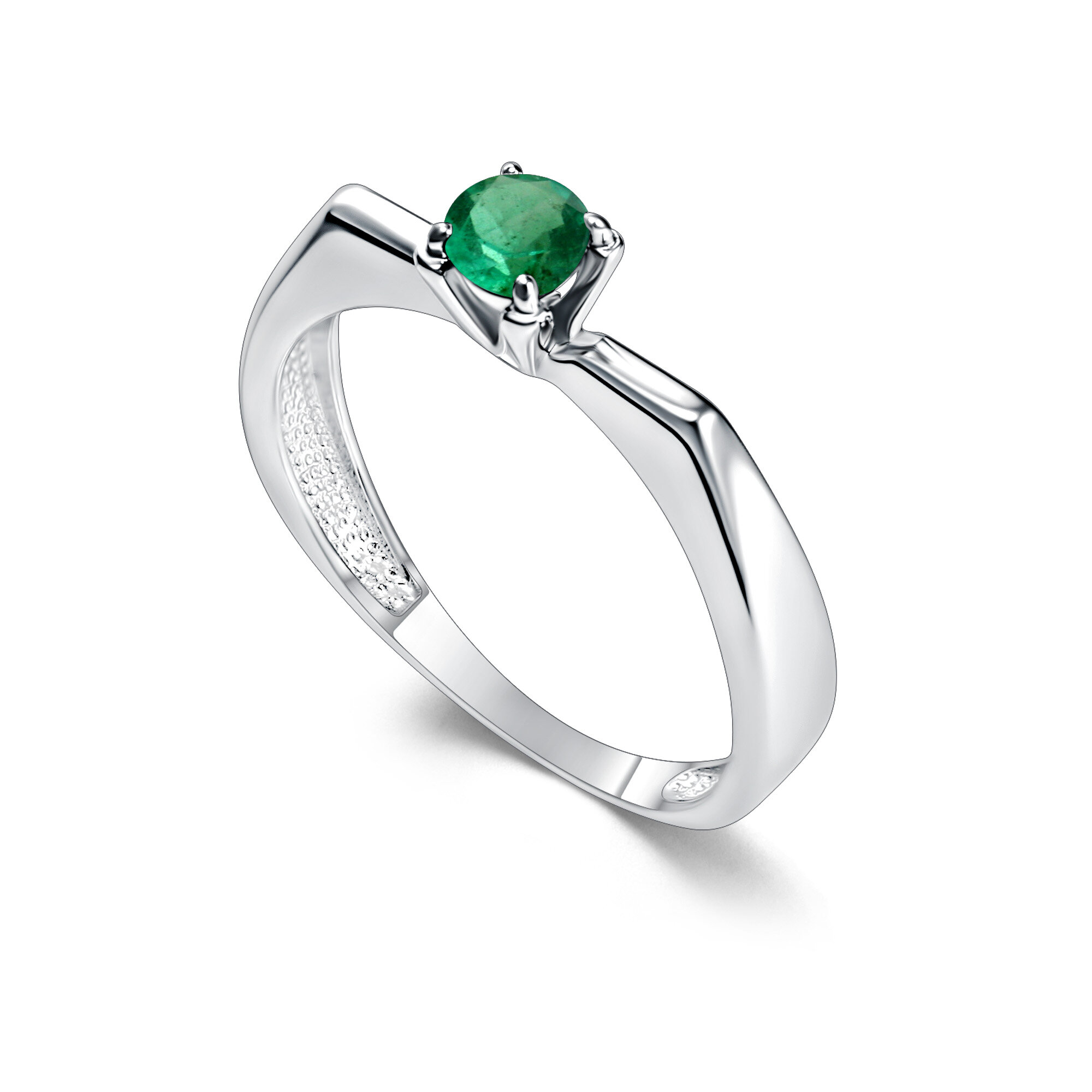 Кольцо, серебро, 925 проба, родирование, изумруд