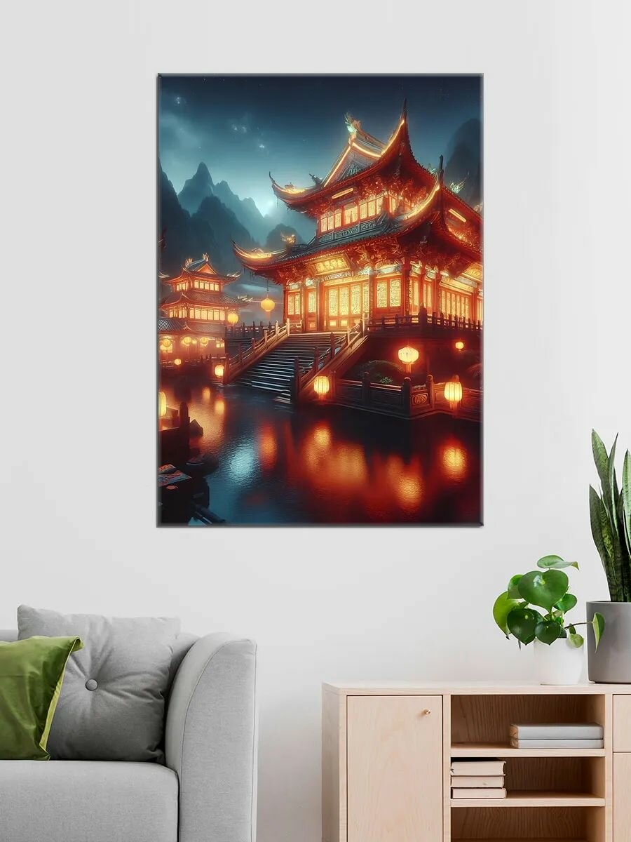 Картина на стену "Китайские домики", 30х40 см