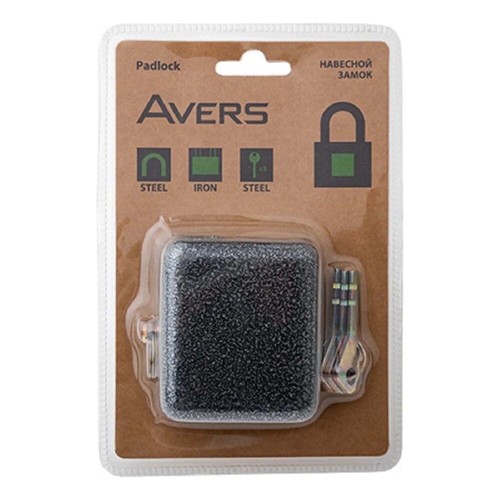 Навесной замок Avers PD-15-80-Blister 00022994, сталь, антивандальный, чугунный закрытый корпус